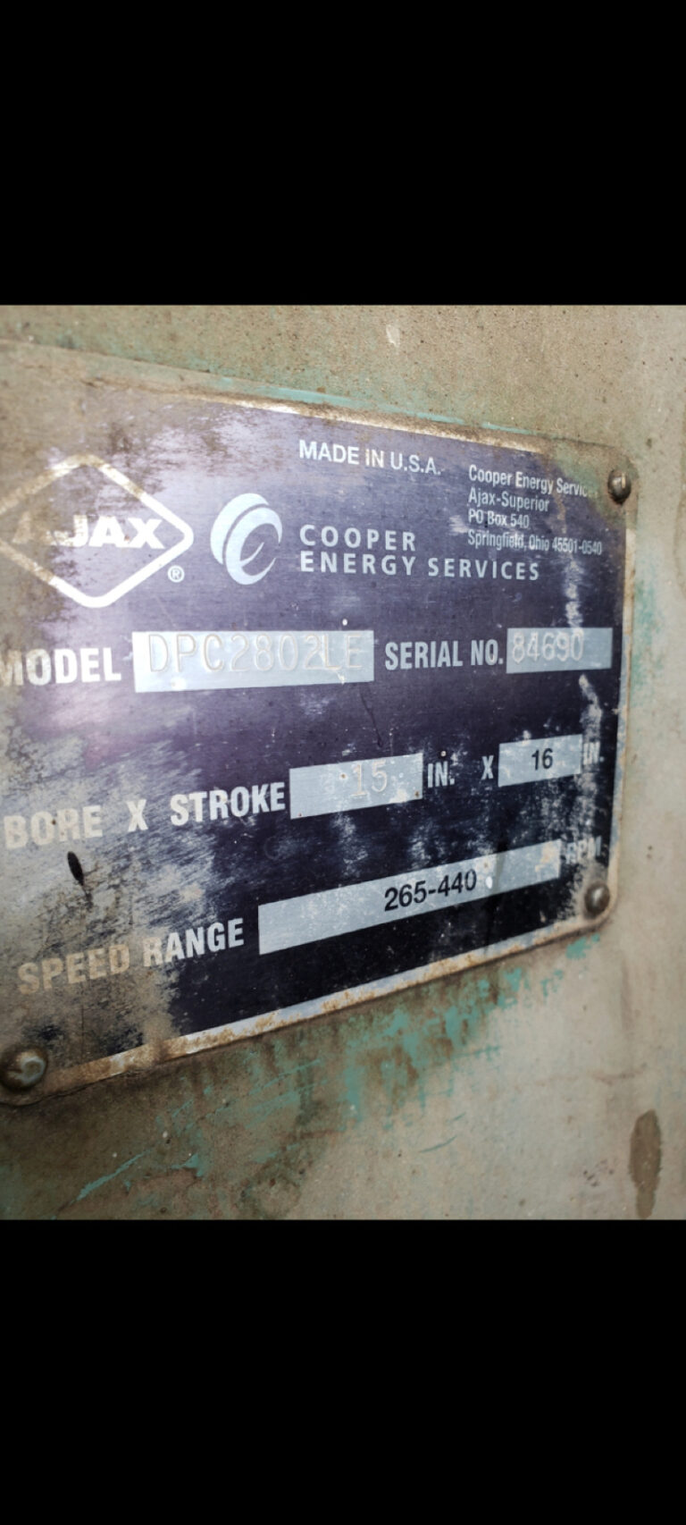 AJAX COMPRESSOR INTEGRAL ENGINE DPC-2802/3 with with 23" and 13 ...